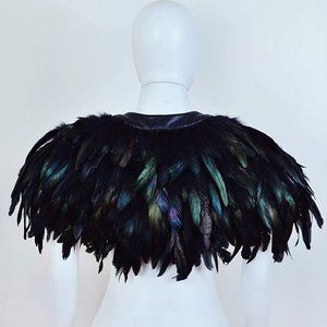 Boutique | Accessories | Gothic Black Feather Cape Shawl Maleficent ...
